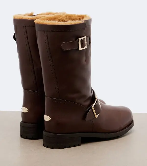JIMMY CHOO Biker Leather Knee-high Boots - Brown