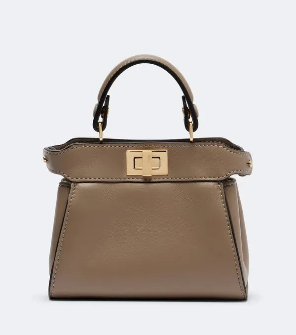 Fendi Peekaboo® Mini Leather Top-handle Bag - Beige