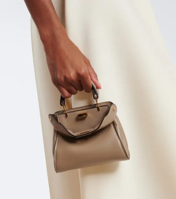 Fendi Peekaboo® Mini Leather Top-handle Bag - Beige