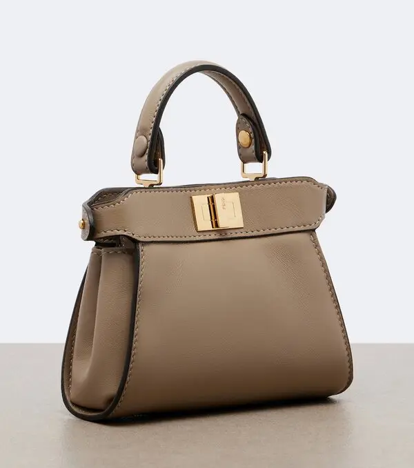 Fendi Peekaboo® Mini Leather Top-handle Bag - Beige