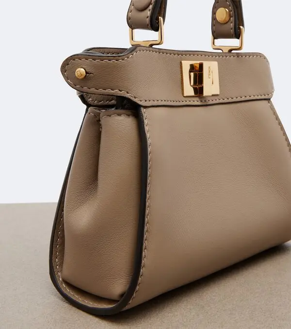 Fendi Peekaboo® Mini Leather Top-handle Bag - Beige