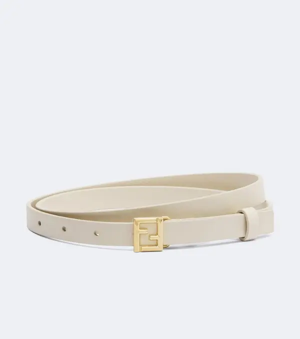 Fendi Ff Leather Belt - White