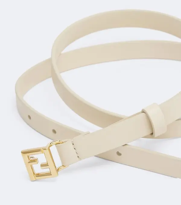 Fendi Ff Leather Belt - White