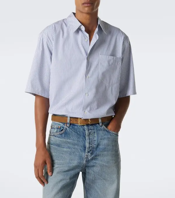 Saint Laurent Cassandre Striped Cotton Shirt