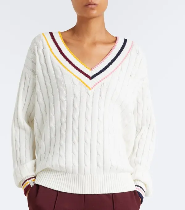 The Upside Josette Cable-knit Cotton Sweater - White