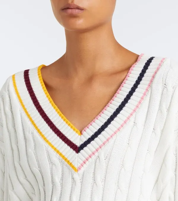 The Upside Josette Cable-knit Cotton Sweater - White