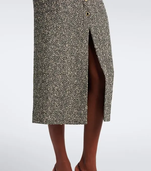 Alessandra Rich Belted Midi Dress In Melange Tweed