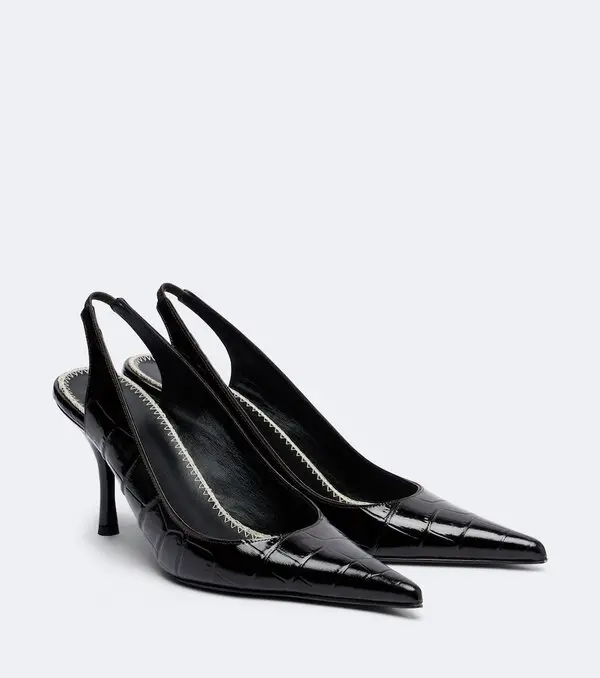 Magda Butrym Croc-effect Leather Slingbacks - Black