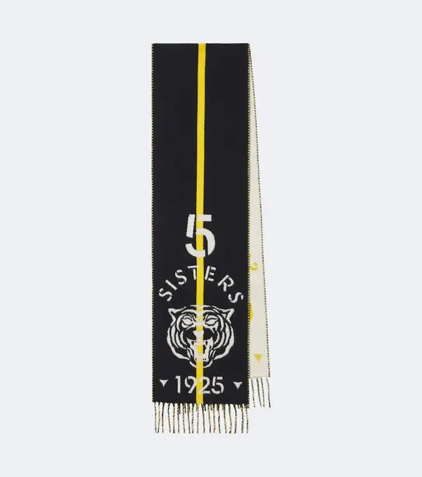 Fendi Reversible Jacquard Wool And Cashmere Scarf - Black
