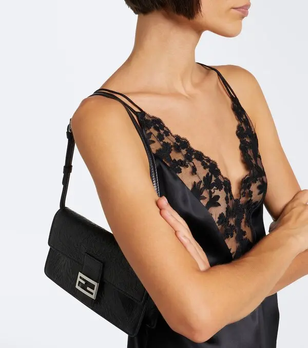 Fendi Mini Leather Shoulder Bag - Black