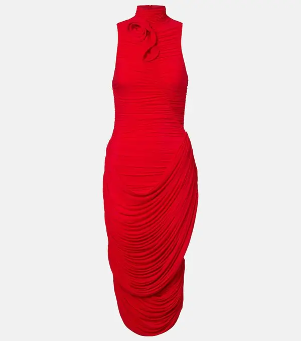 Magda Butrym Floral-appliqué Draped Gown - Red