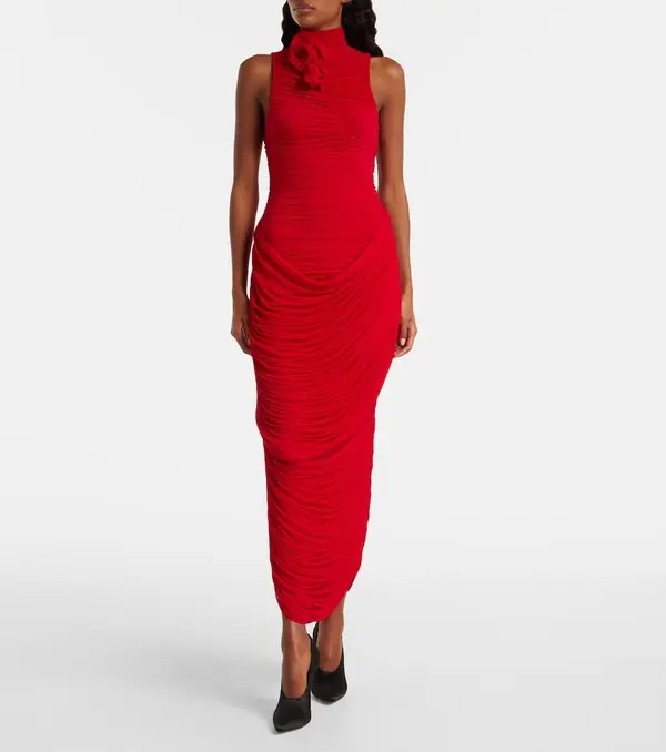 Magda Butrym Floral-appliqué Draped Gown