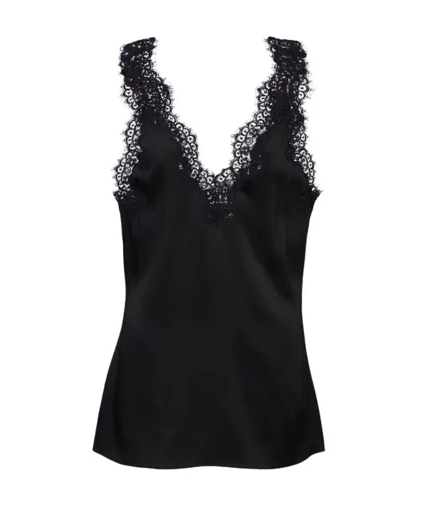 Stella McCartney Lace-trimmed Satin Top - Black