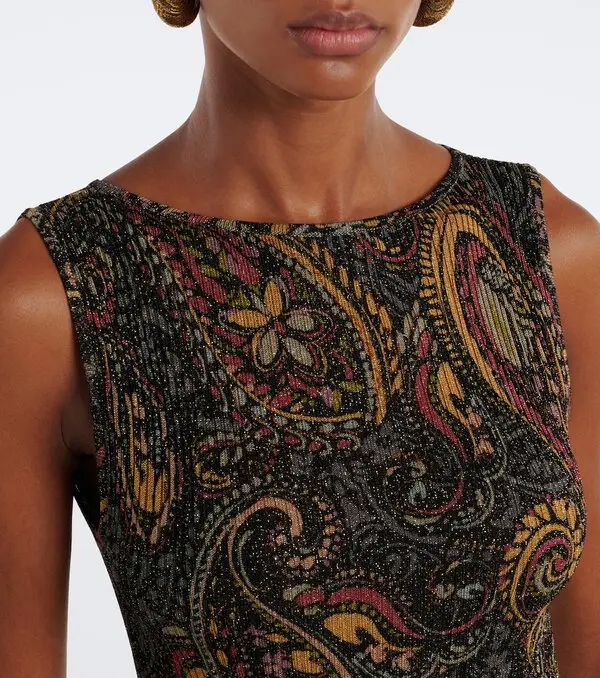 Etro Printed Ribbed-knit Maxi Dress