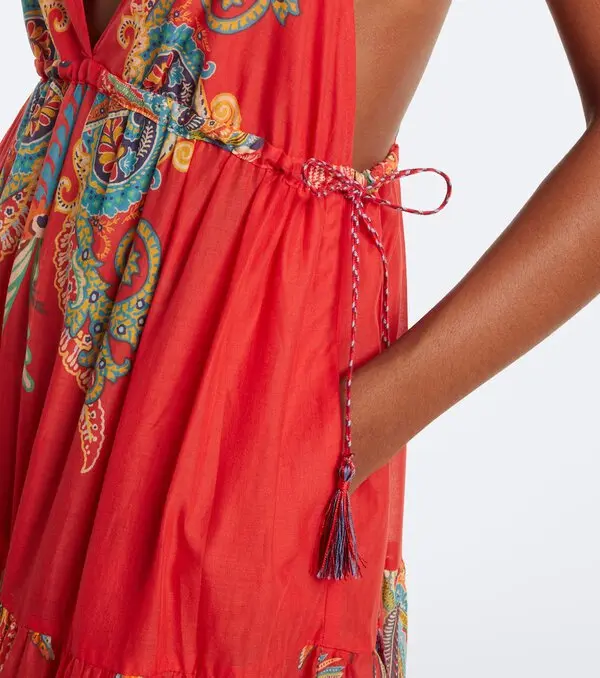 Etro Printed Tie Cotton Maxi Dress