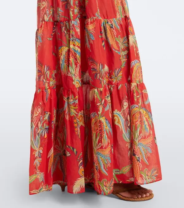Etro Printed Tie Cotton Maxi Dress