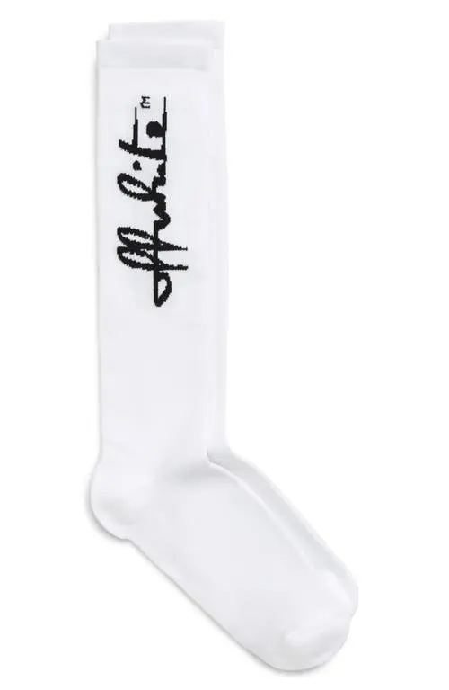 Off-White Tall Logo Socks - White Black