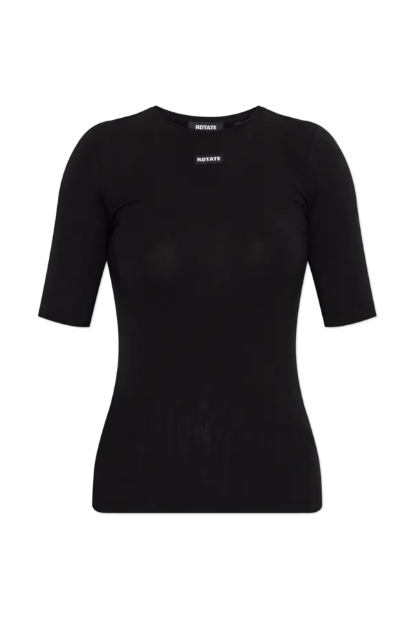 ROTATE BY BIRGER CHRISTENSEN Logo T-shirt With Elbow Length Sleeves - Black