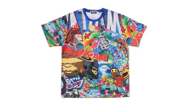 A BATHING APE Overall Print Cropped Fit T-shirt