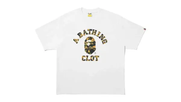 A BATHING APE X Clot Camo College Relaxed Fit Tee Shirt - White