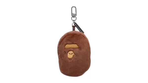 A BATHING APE Ape Head Faux Fur Keychain - Brown