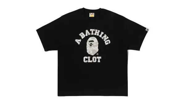 A BATHING APE X Clot Camo College Relaxed Fit Tee Shirt - Black