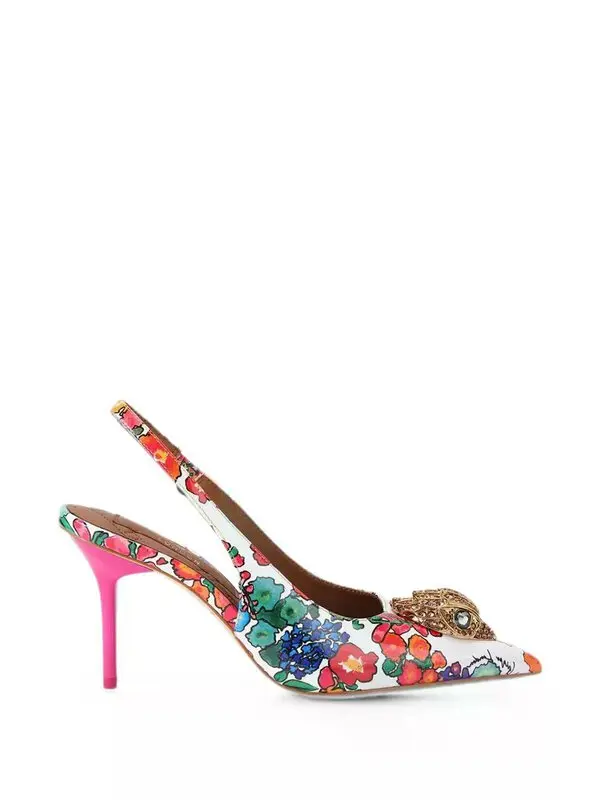 Kurt Geiger Floral-print Crystal-embellished Pumps - White