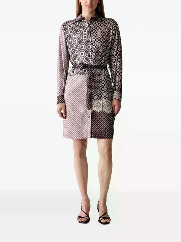 Liu Jo Geometric-print Lace-trim Shirt Dress - Purple