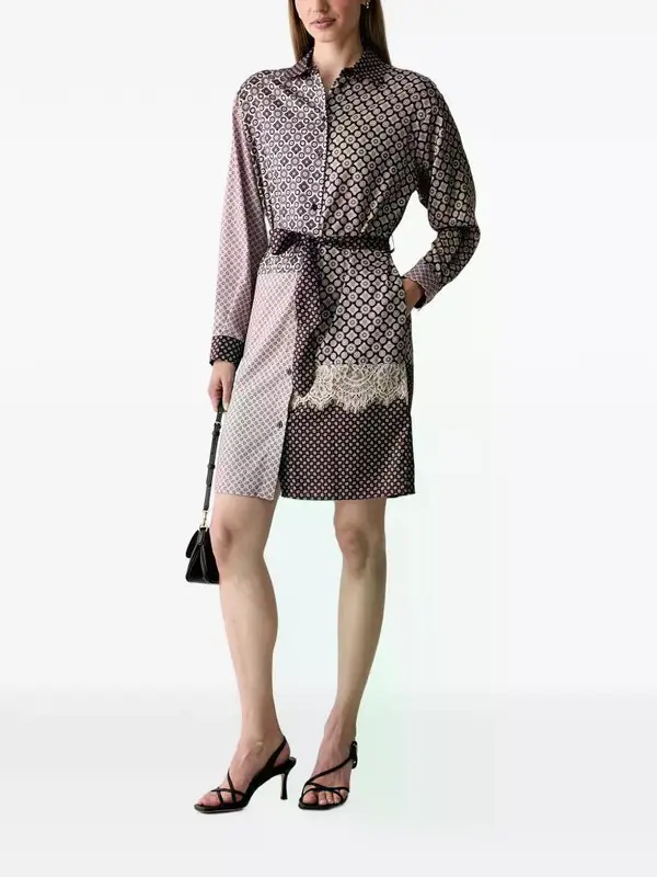 Liu Jo Geometric Print Lace-trim Shirt Dress