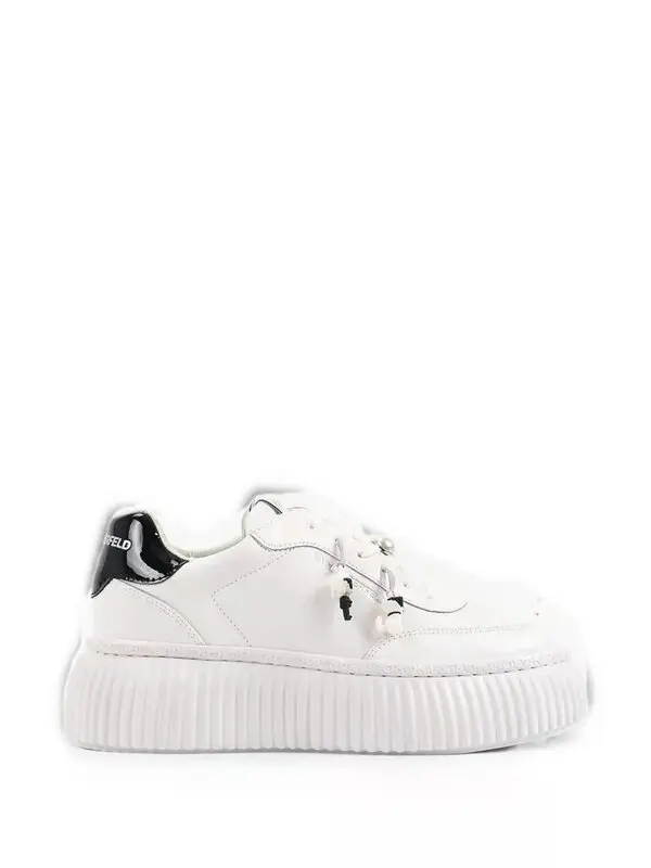 Karl Lagerfeld Pearl-embellished Platform Sneakers - White