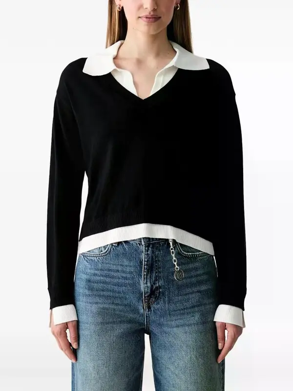 Liu Jo Layered-effect V-neck Sweater - Black