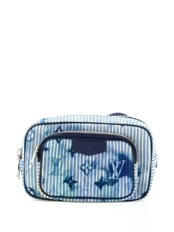 LOUIS VUITTON Outdoor Pouch Limited Edition Monogram Watercolor Stripes Denim Crossbody Bag - Blue