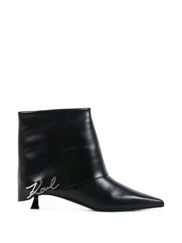 Karl Lagerfeld Logo-plaque Pointed-toe Ankle Boots - Black
