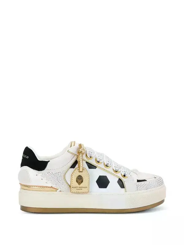 Kurt Geiger Crystal-embellished Leather Sneakers