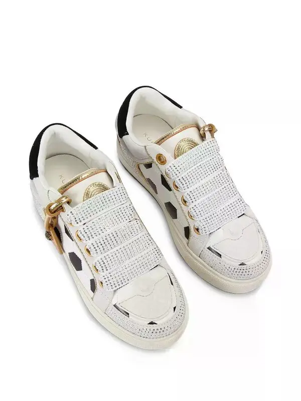 Kurt Geiger Crystal-embellished Leather Sneakers