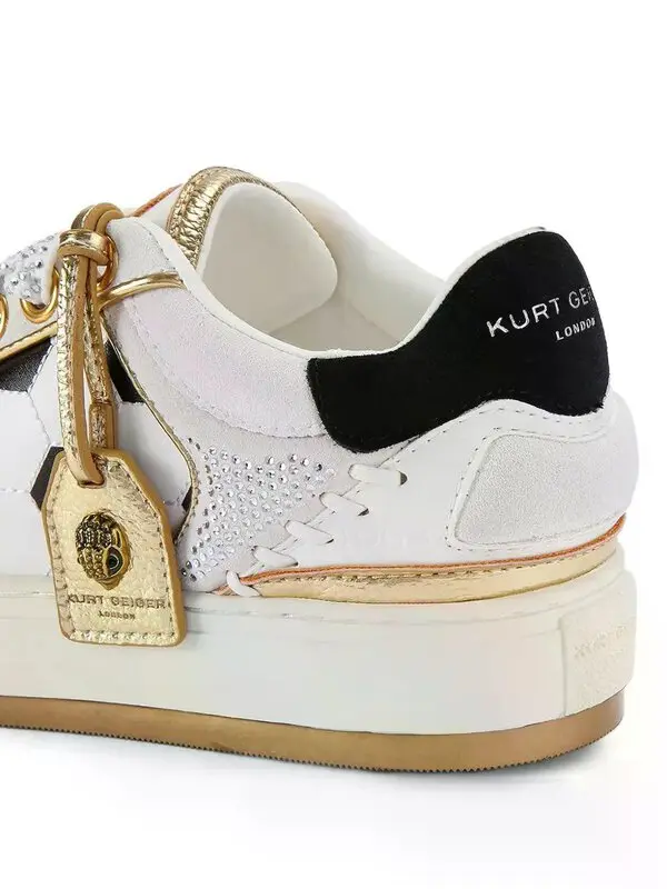 Kurt Geiger Crystal-embellished Leather Sneakers