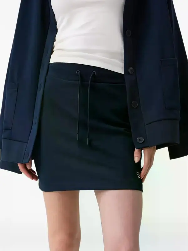 Guess Drawstring Logo Embroidered Mini Skirt