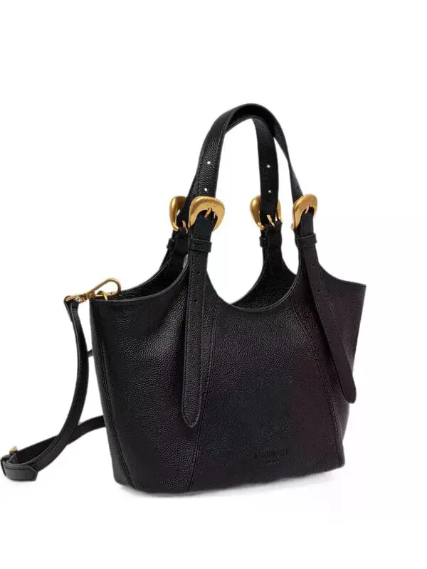 TWINSET Buckle-detail Pebbled Tote Bag - Black