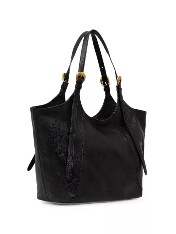 TWINSET Buckle-detail Pebbled Tote Bag - Black