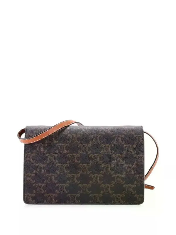 Celine Triomphe Coated Canvas Wallet On Strap Crossbody Bag