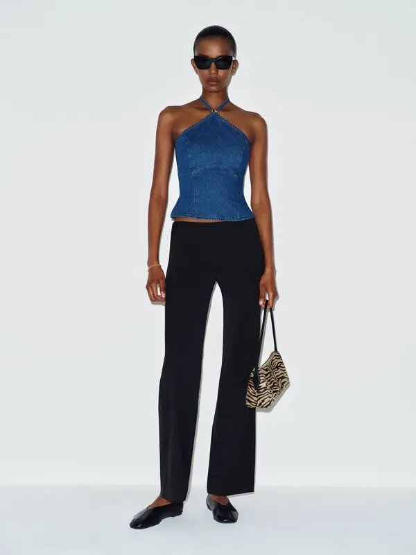 REFORMATION Meghan Denim Halter Top - Blue