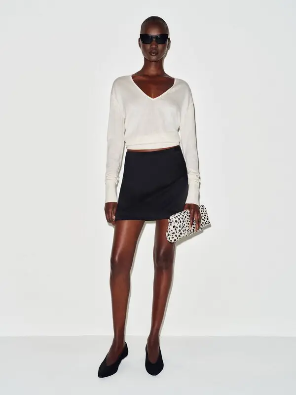 REFORMATION Alexa Satin Skirt - Black