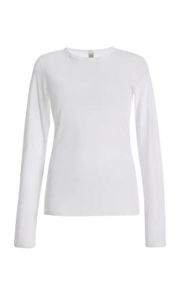 FLORE FLORE Olivia Long-sleeved Cotton Top - White