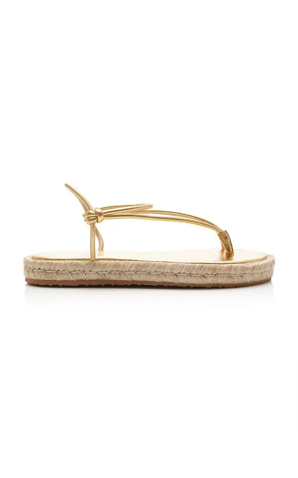 GIANVITO ROSSI Metallic Leather Espadrille Sandals - Brown