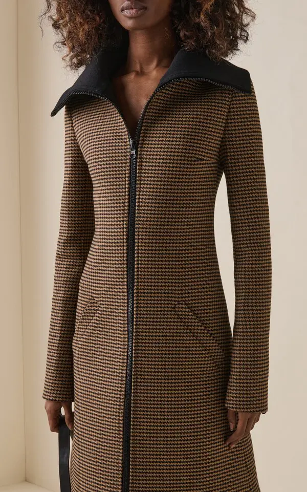 COURREGES High-collar Houndstooth Tailored Coat