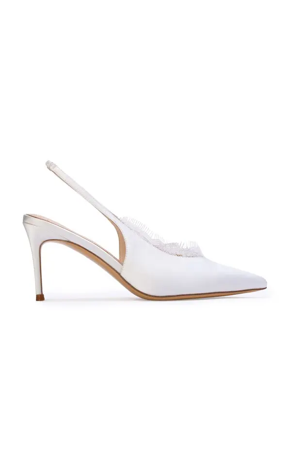 BLACK SUEDE STUDIO Royale Satin Pumps - White