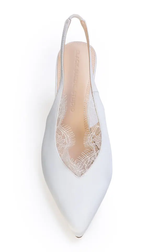 BLACK SUEDE STUDIO Royale Satin Pumps - White