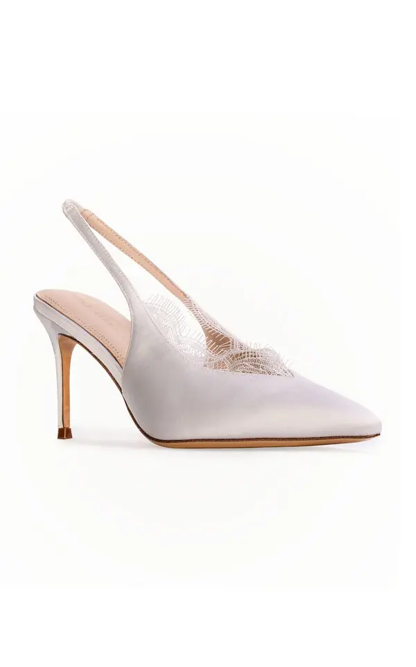 BLACK SUEDE STUDIO Royale Satin Pumps - White