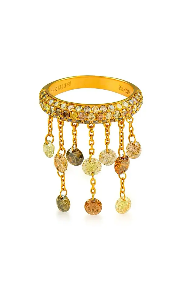 KHEPRI Fancy Color Drilled Diamond Fringe Ring - Multi