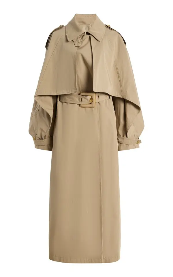 Balmain Belted Cotton-gabardine Long Trench Coat